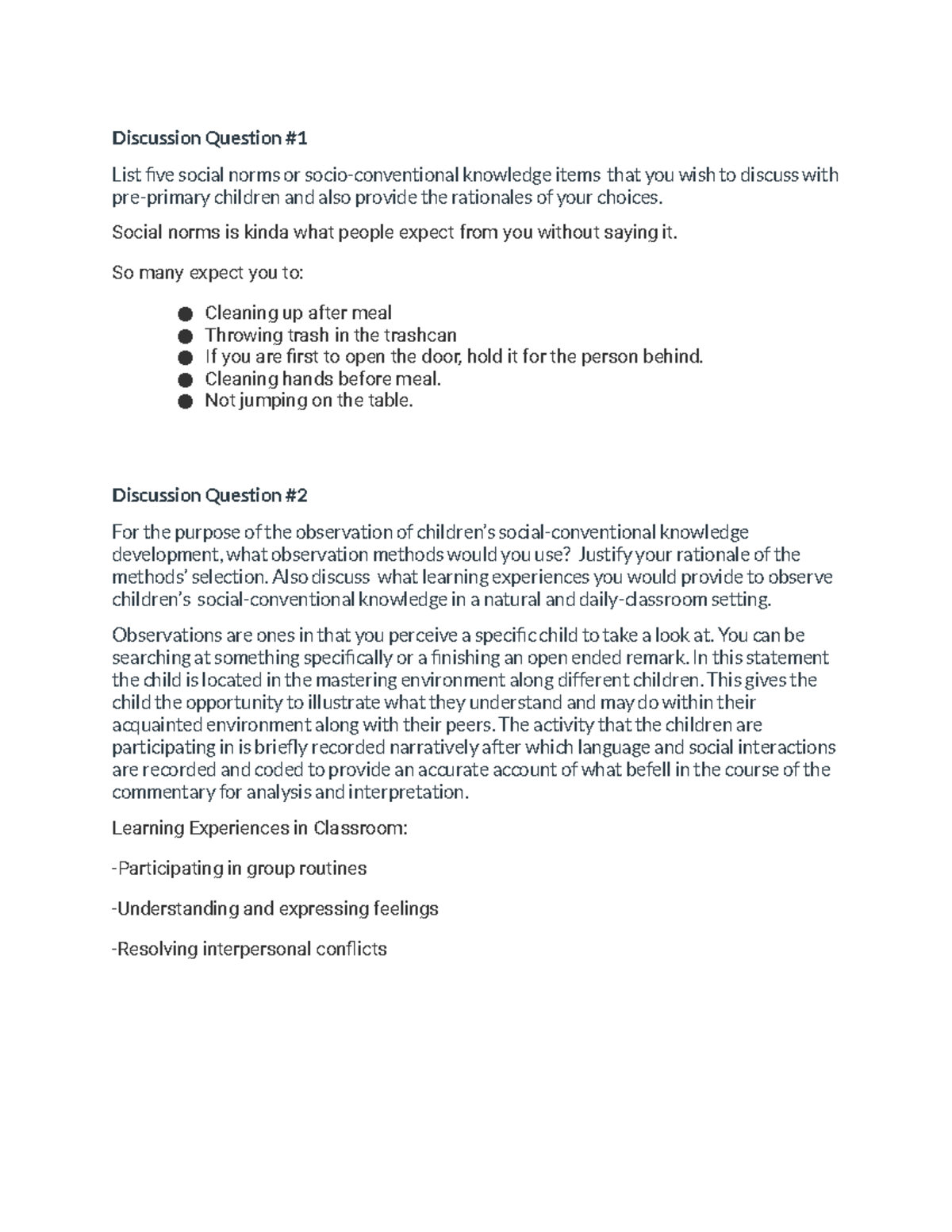 Unit 8 Discussion - Notes - Discussion Question # List five social ...