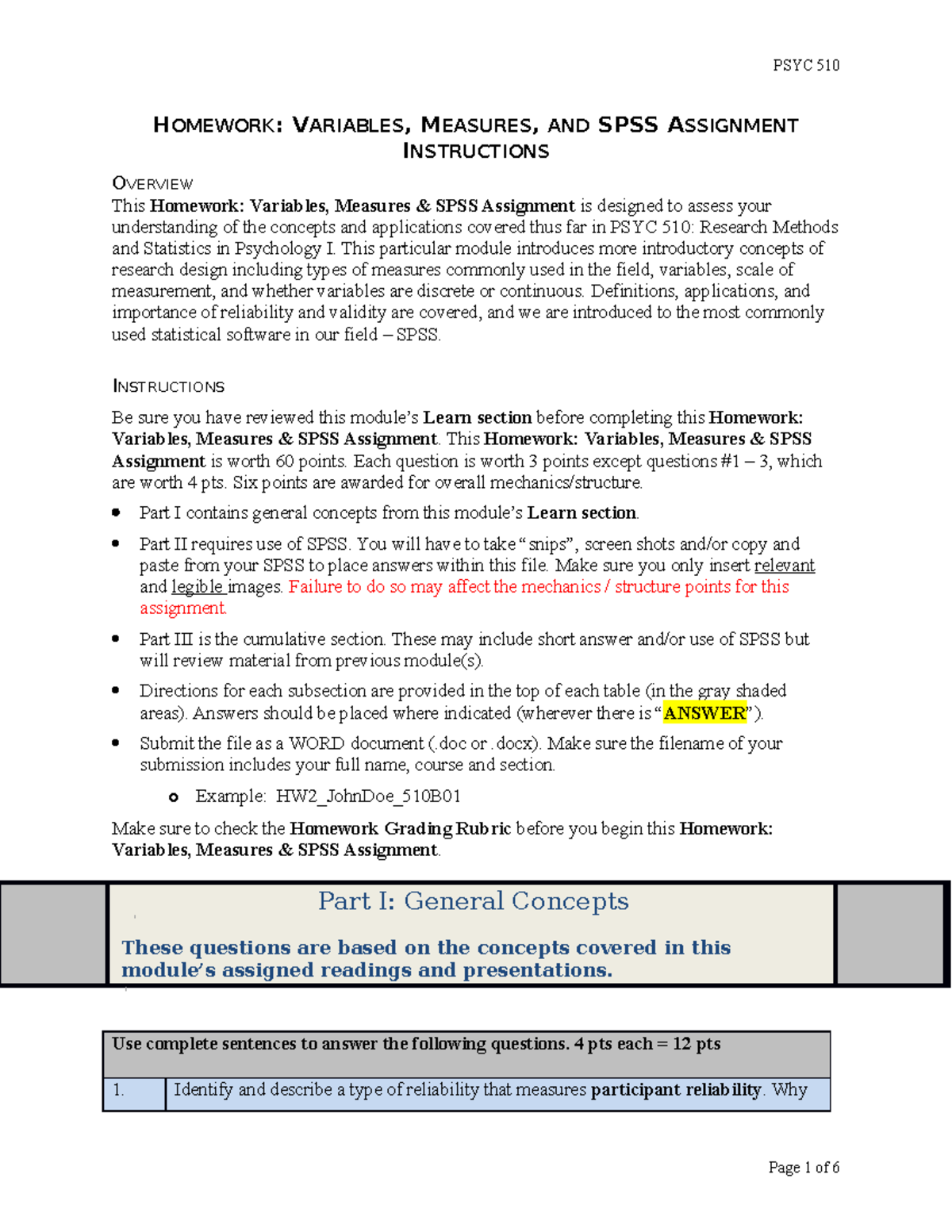 HW2 Jessica Gershon 510B01 - HOMEWORK: VARIABLES, MEASURES, AND SPSS ASSIGNMENT INSTRUCTIONS ...