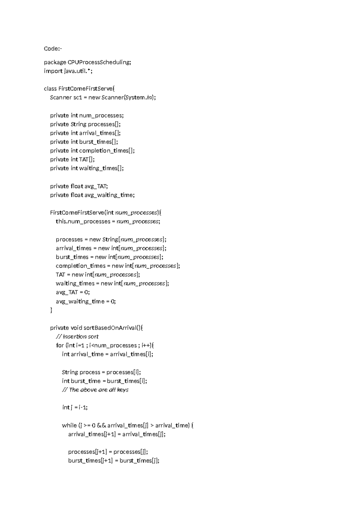FCFS - This shows the FCFS scheduling algorithm for LP1 practical ...