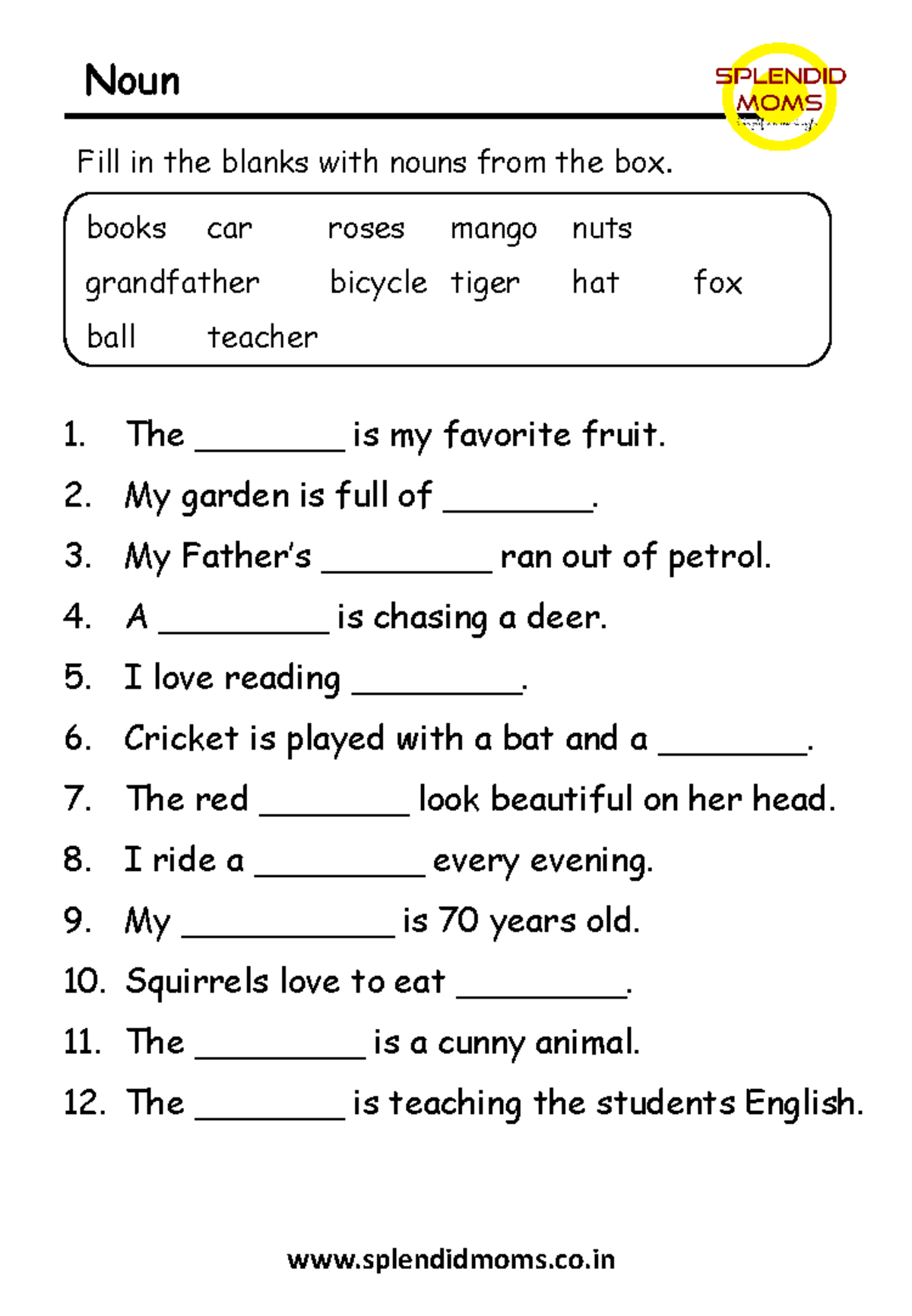 Noun-Worskheets 3 - worksheet - Noun Fill in the blanks with nouns from ...