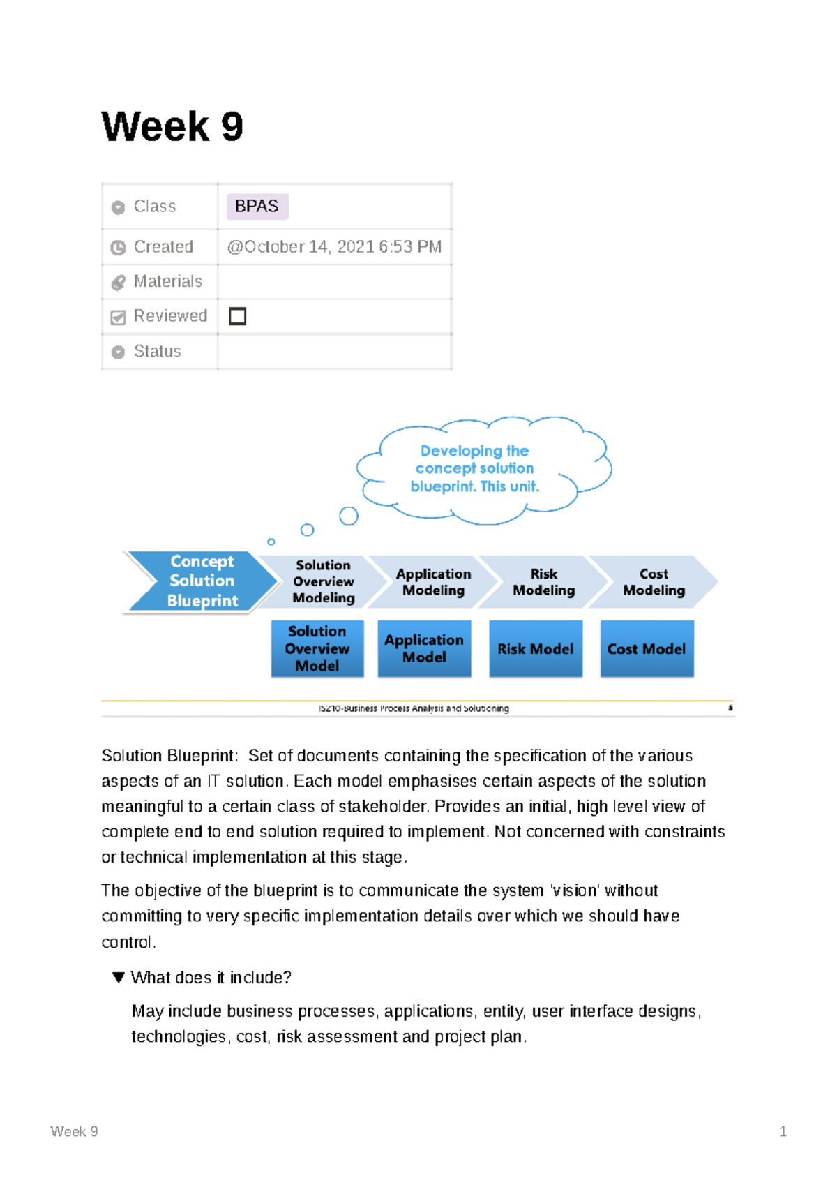 Week 9 BPAS - Notes Week 9 - Week 9 Class BPAS Created Materials ...