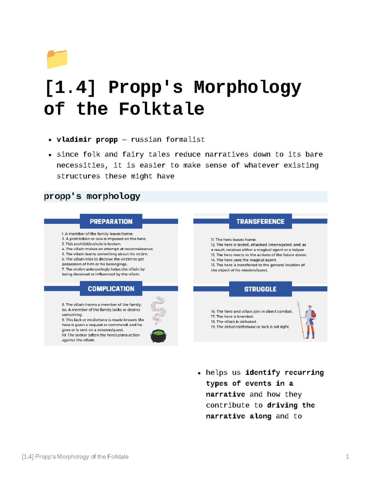 1 - Module 1 Propp's Morphology of the Folktale - [1] Propp's Morphology of the Folktale 1 📁 [1 ...