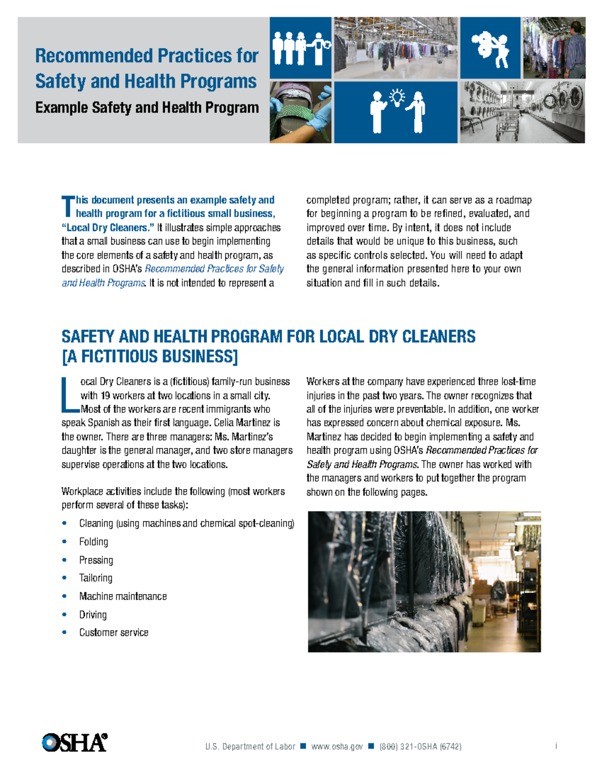 SHP Example Program dry cleaner - Recommended Practices for Safety and ...