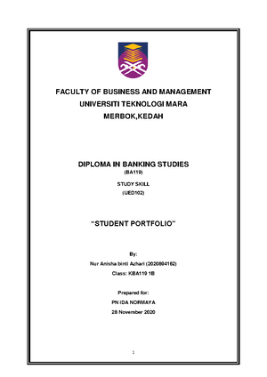 EXAMPLE OF E-PORTFOLIO UED102 - UNIVERSITI TEKNOLOGI MARA (UiTM) Branch ...