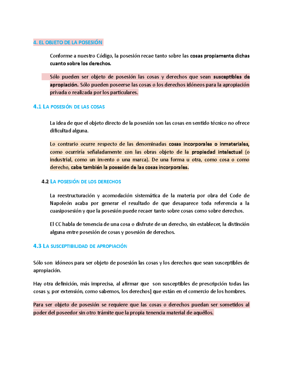 TEMA 2 LA Posesión - 4. EL OBJETO DE LA POSESIÓN Conforme a nuestro ...