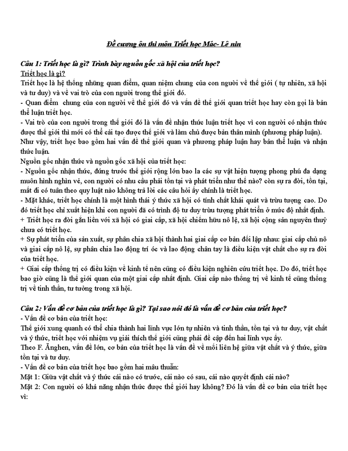 [123doc] - de-cuong-on-thi-mon-triet-hoc-mac-le-nin-potx - Đề cương ôn thi môn Triết học Mác- Lê ...