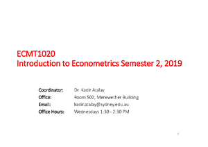Tutorial 3 answer - ECOS2 025 Tutorial 3 (Week 3) Answer Guide N. The ...