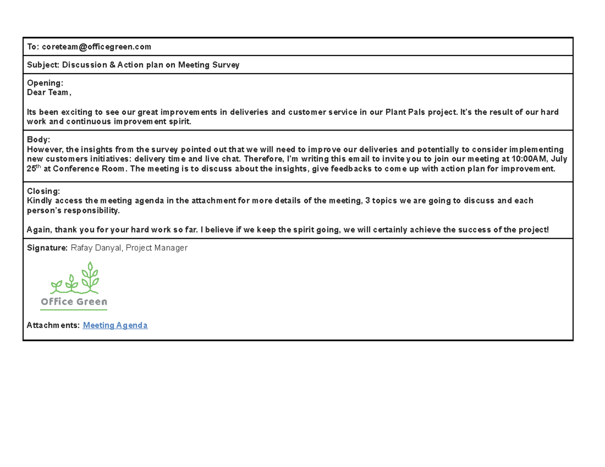 Email Invitation - To: coreteam@officegreen Subject: Discussion ...