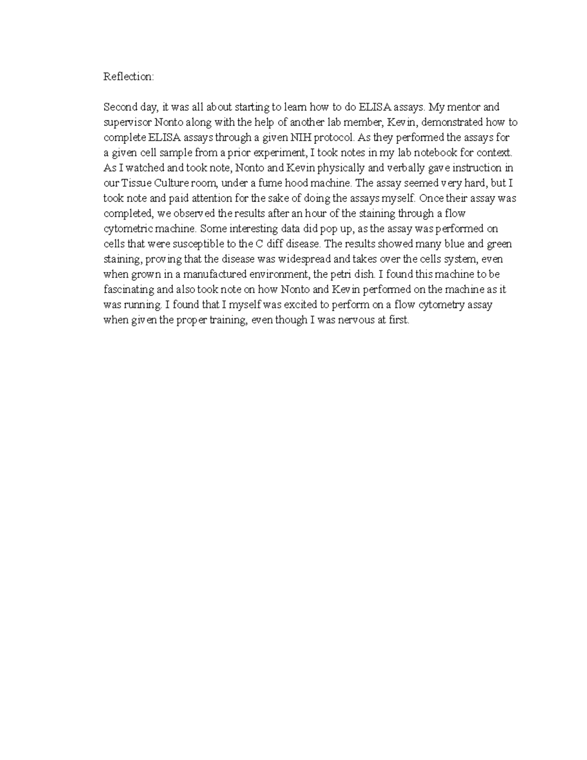 Untitled document - reflection for preceptorship example - Reflection ...