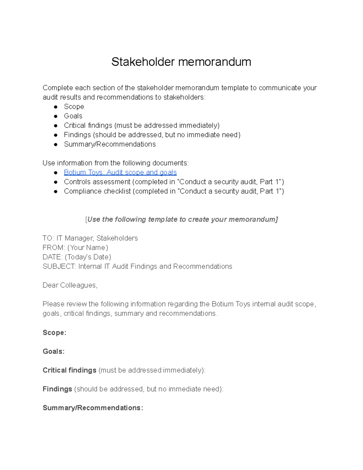 Stakeholder Memorandum - CEHC 242 - UAlbany - Studocu