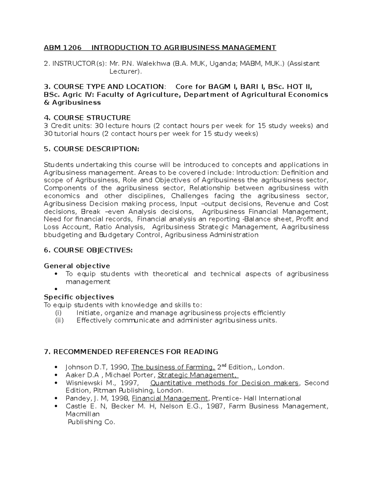 ABM1206 Introduction TO Agribusiness Management - ABM 1206 INTRODUCTION ...