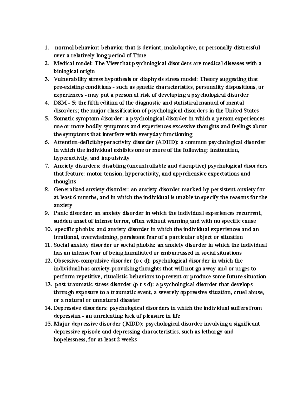 Introduction to psychology notes 32 - normal behavior: behavior that is ...