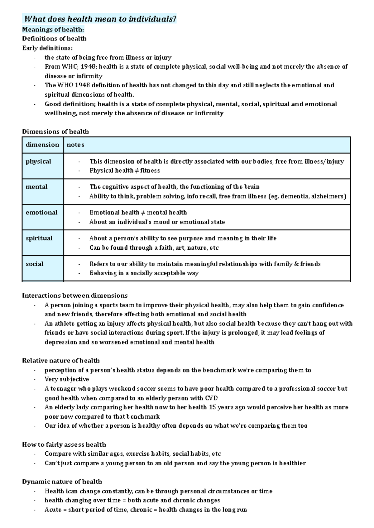 Core 1 2 notes 632c07a9ed968 - What does health mean to individuals ...