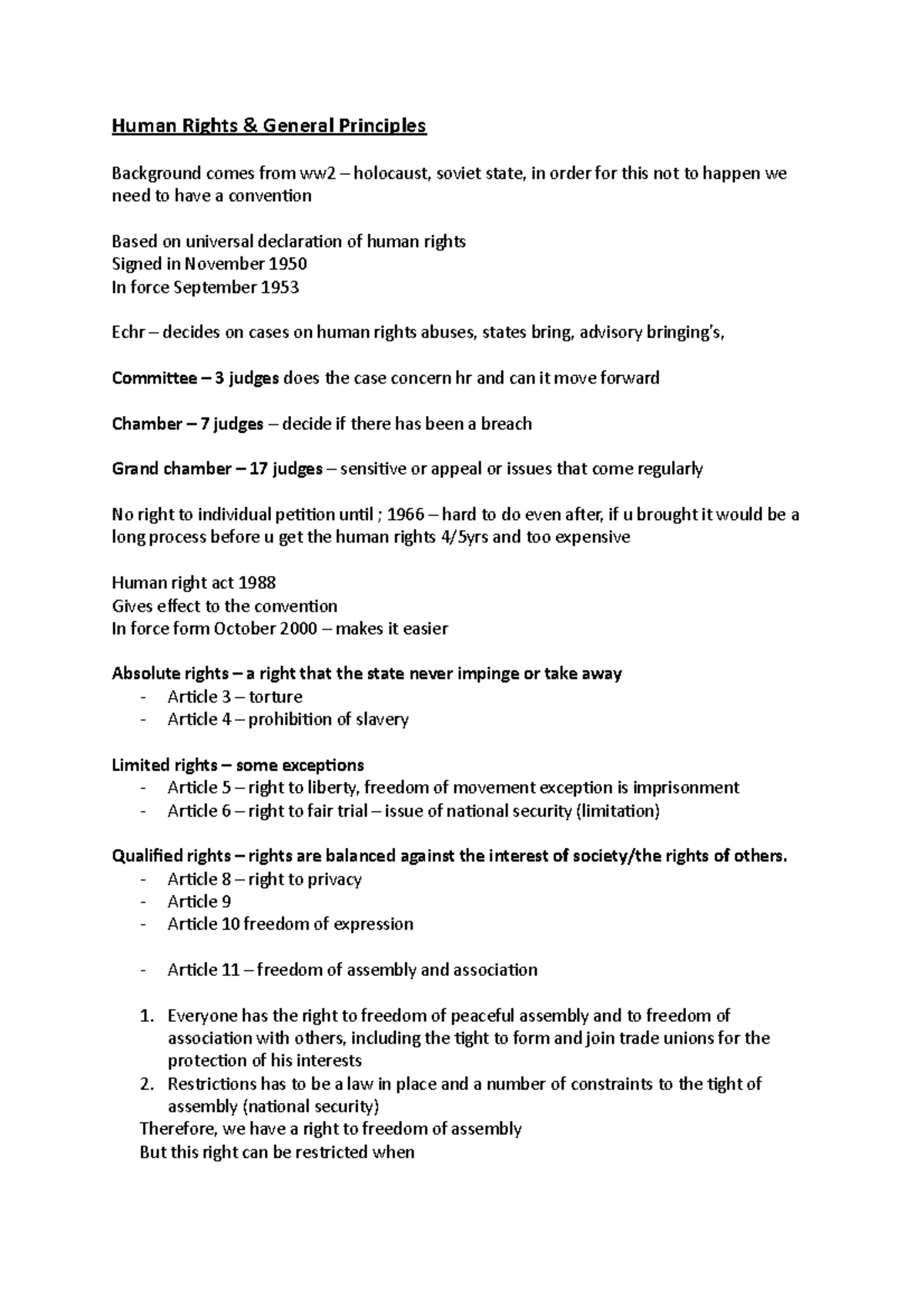 4. General Principles of ECHR - Human Rights & General Principles ...