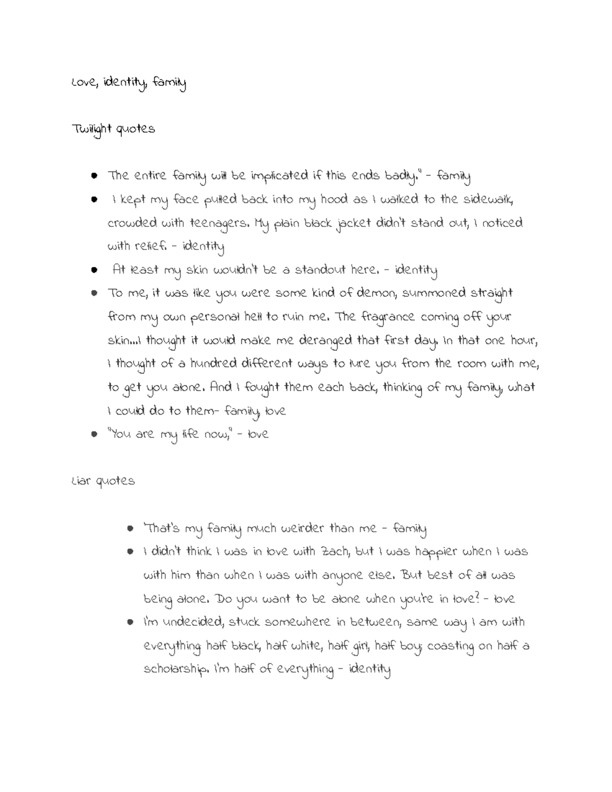 English assignment - sample essay - Love, identity, family Twilight ...