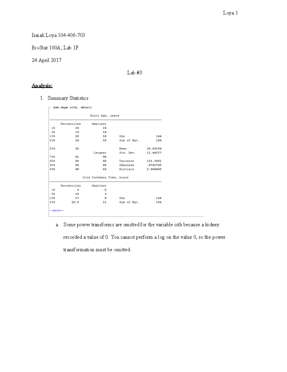 Bio Stat 100A - Lab #3 - Mandatory Assignment - 7/1/2018 Lab #3 ...