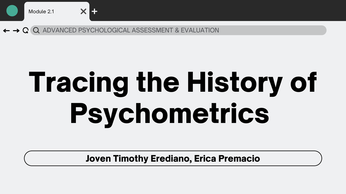 History of Psychometrics - Tracing the History of Psychometrics ...