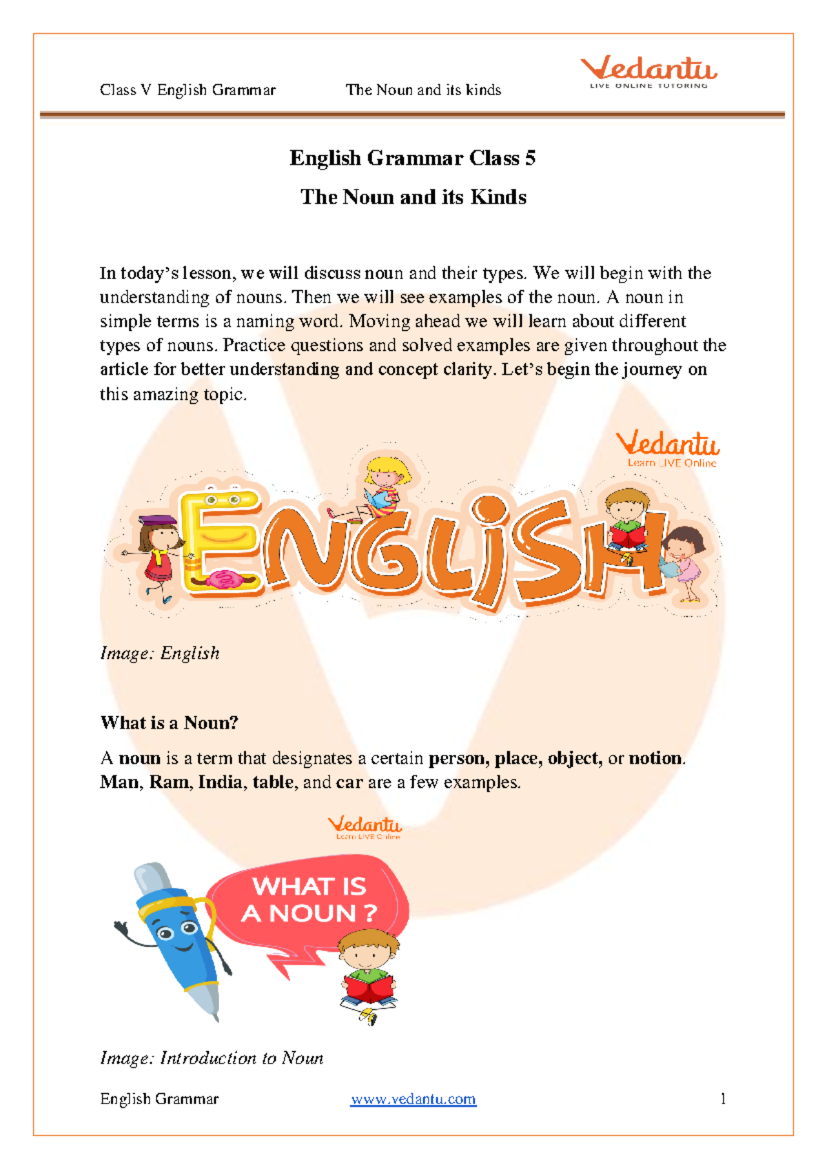 Noun - Hdhdhdh - English Grammar Class 5 The Noun and its Kinds In ...