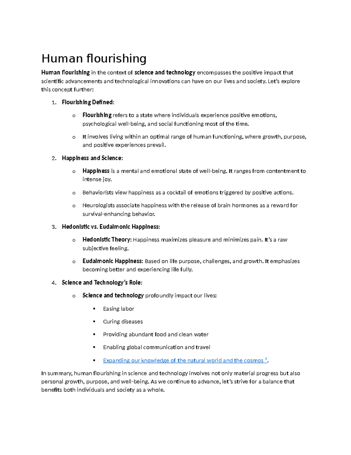 Human Flourishing - My notesssss - Human flourishing Human flourishing ...