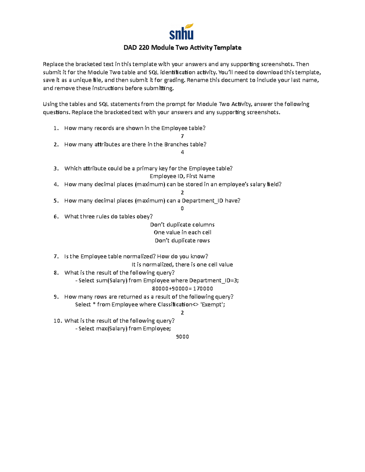 DAD 220 Module Two Activity Template - DAD 220 Module Two Activity Template Replace the ...