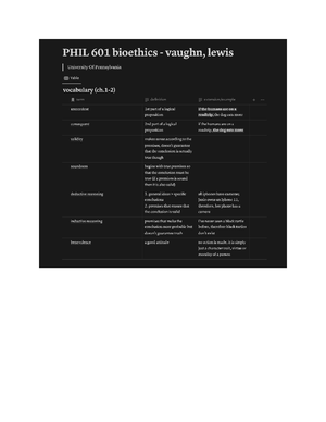 Bioethics- Vaughn, Lewis Chapter 3-6 - BIOE 601 - Studocu