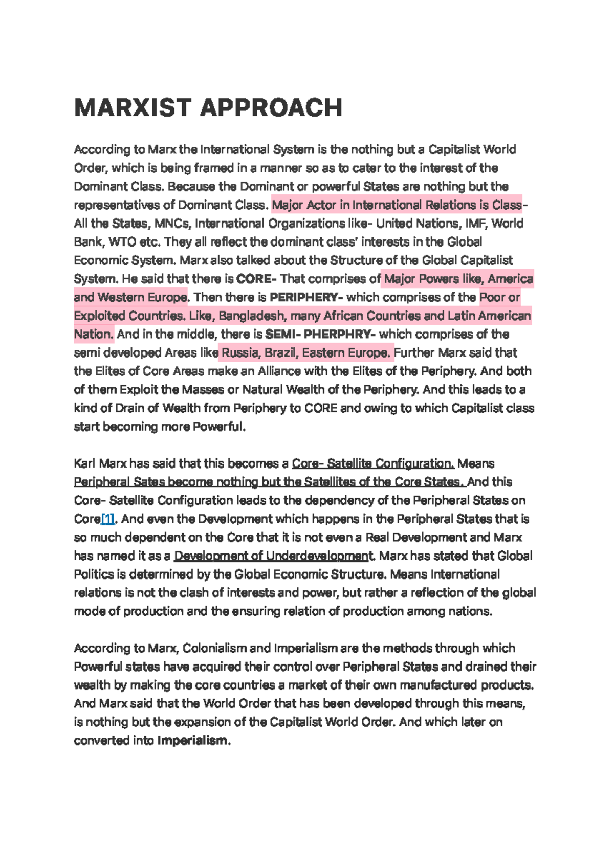 Marxist Approach - MARXIST APPROACH According to Marx the International ...