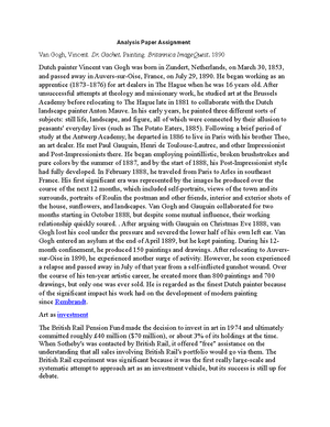 Artist Report Assignment - ARTS 105 Title Page: Include an image of ...