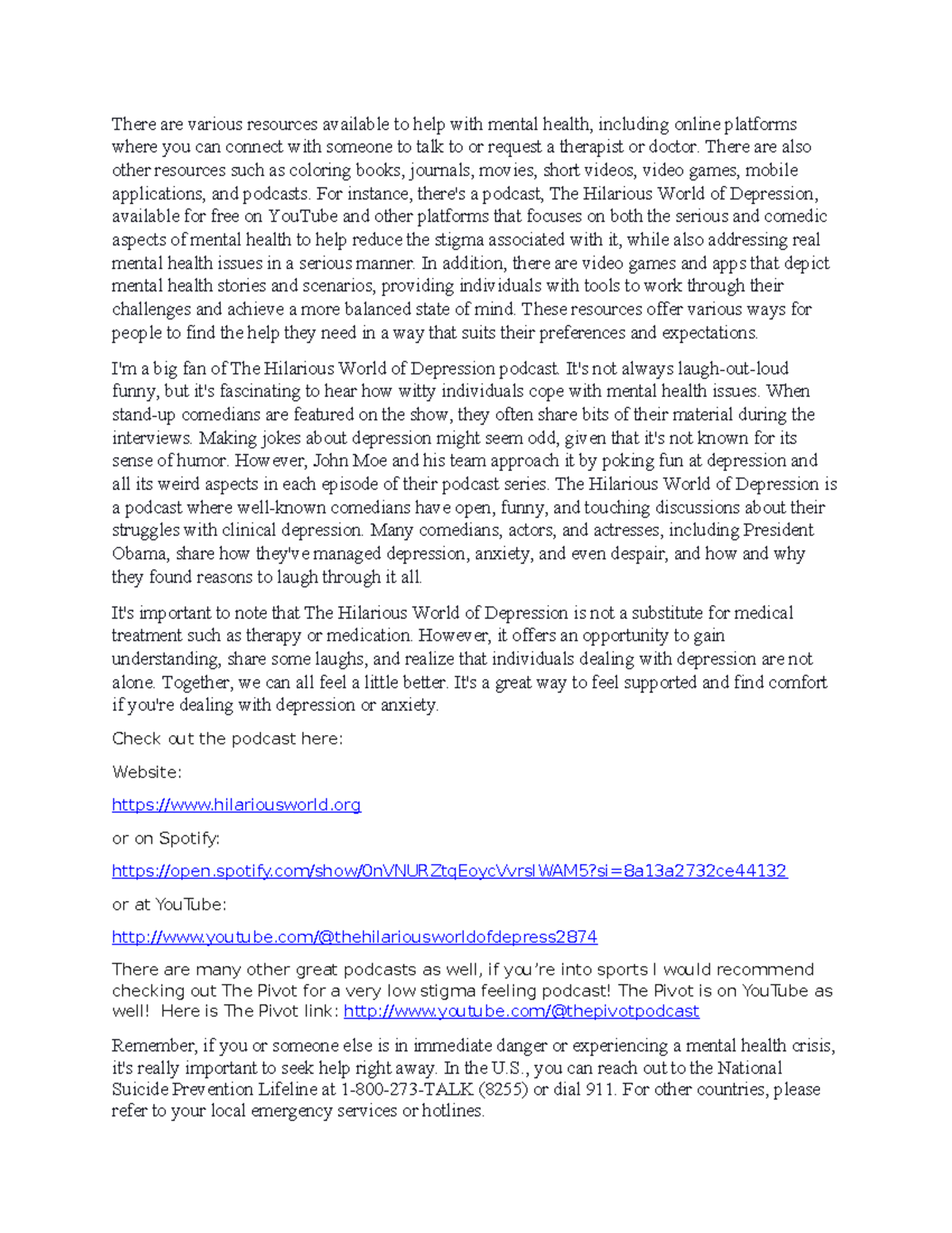 Week10-dsicuss - The assignment. - There are various resources ...