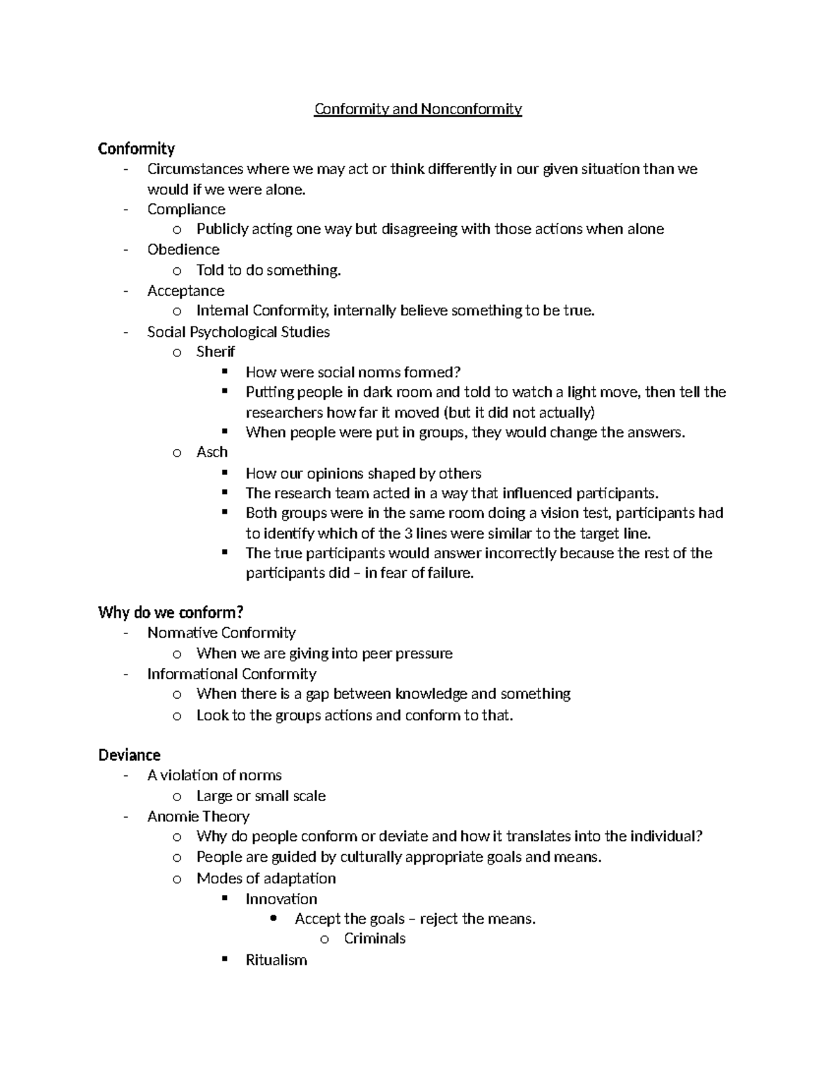 Social Psychology - LEC 7 - Conformity and Nonconformity Conformity ...