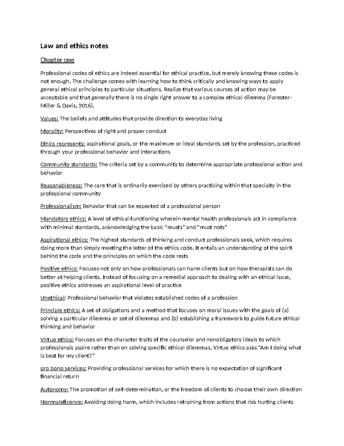 Law and ethics notes - Law and ethics notes Chapter one Professional ...