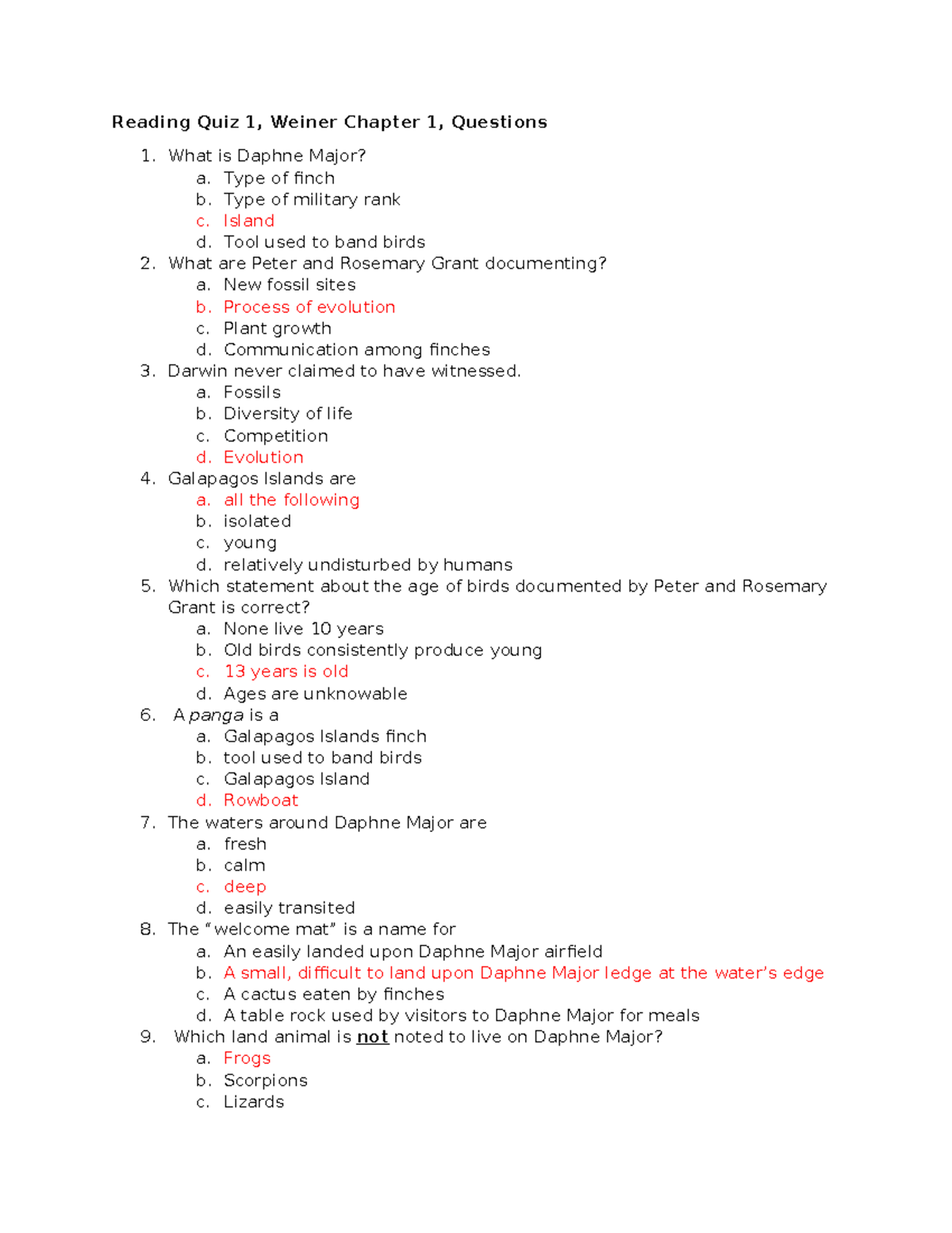 Weiner 1994 Chapter 1 Reading Quiz Questions - Reading Quiz 1, Weiner ...