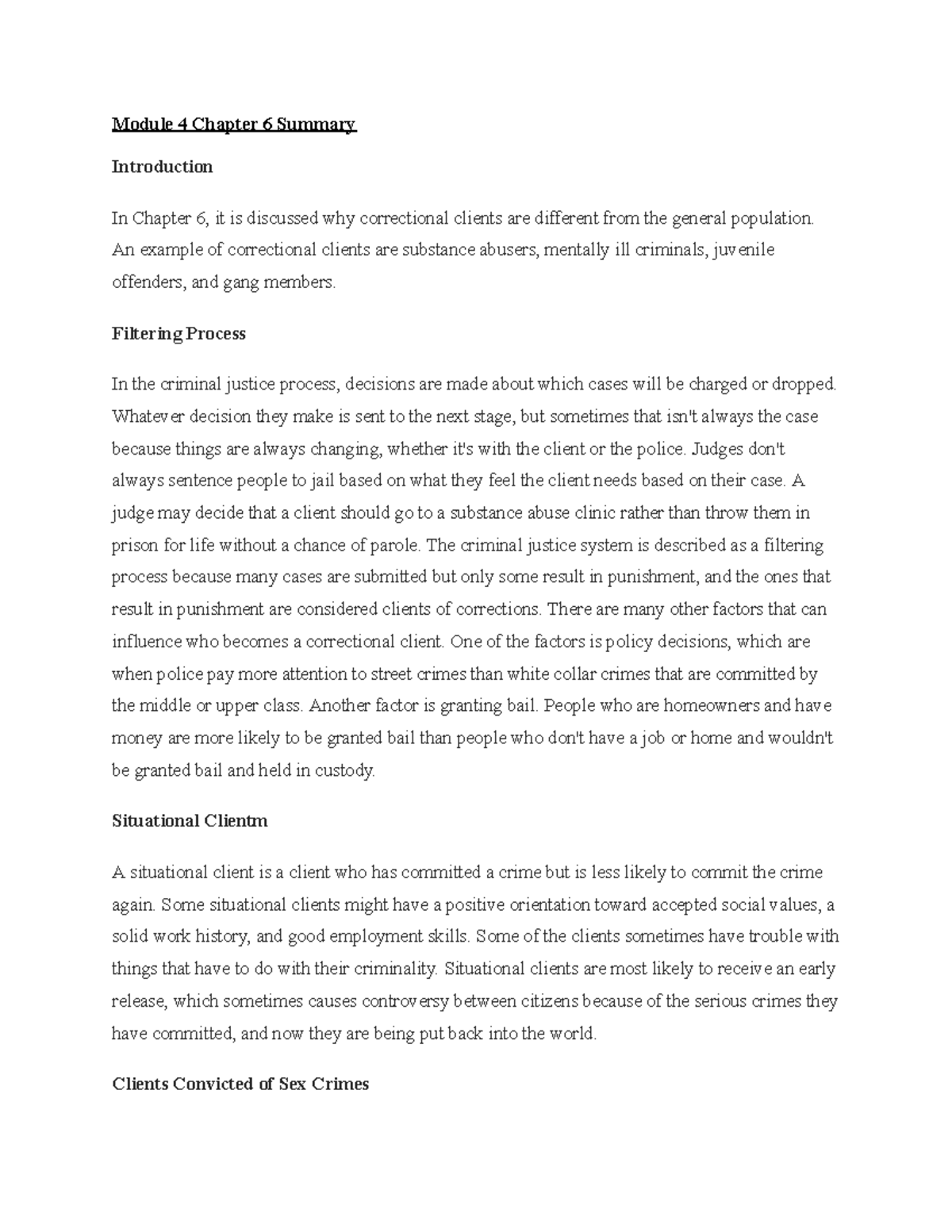 Untitled document - Summary American Corrections - Module 4 Chapter 6 ...