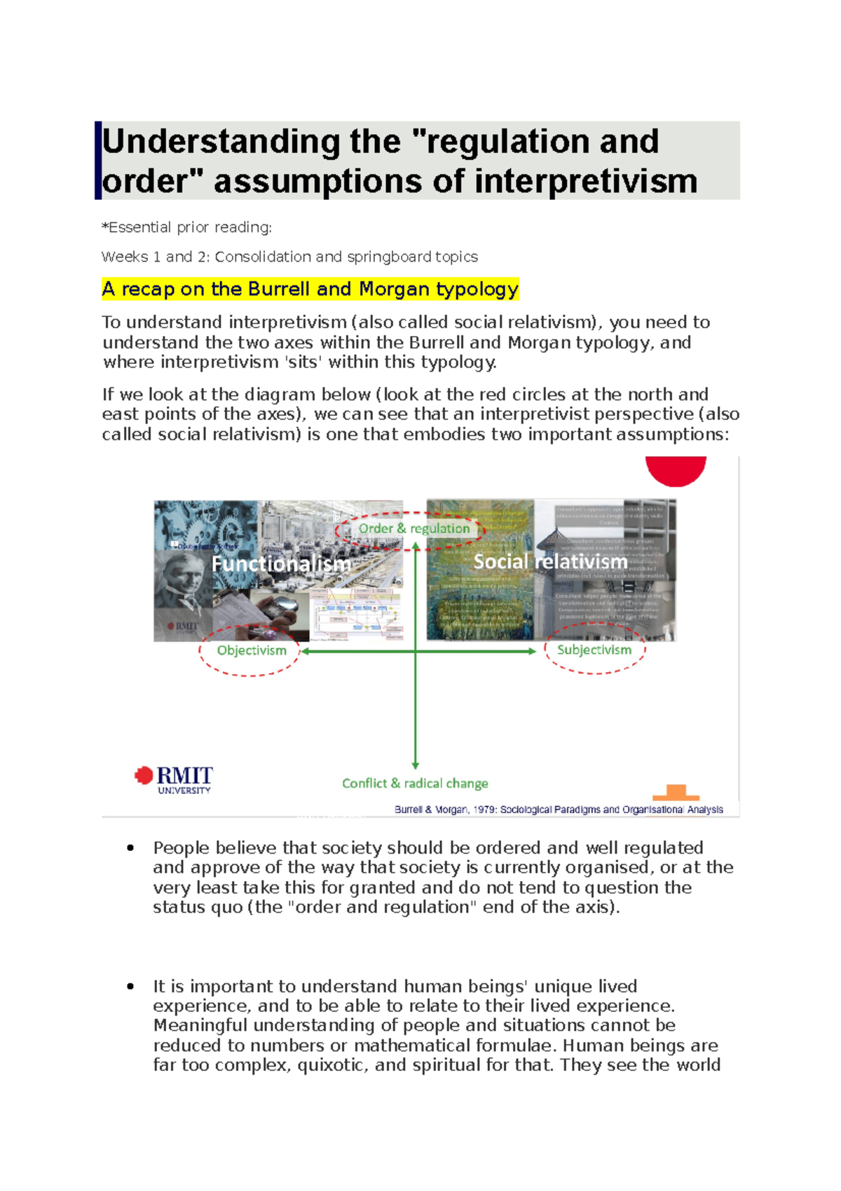 Understanding the regulation and order assumptions of interpretivism ...