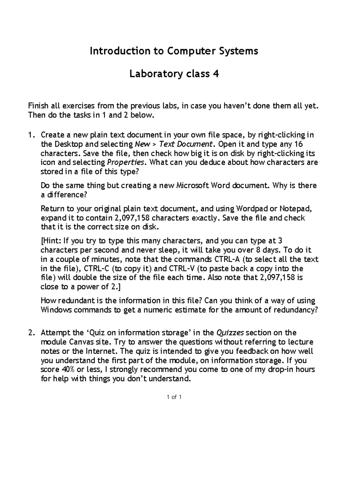 Practice Question Set 4 - 1 of 1 Introduction to Computer Systems ...