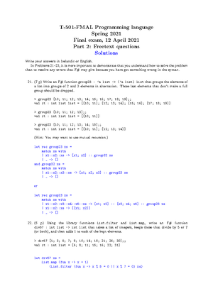 Programming languages assignment - Programming Languages February 4 ...
