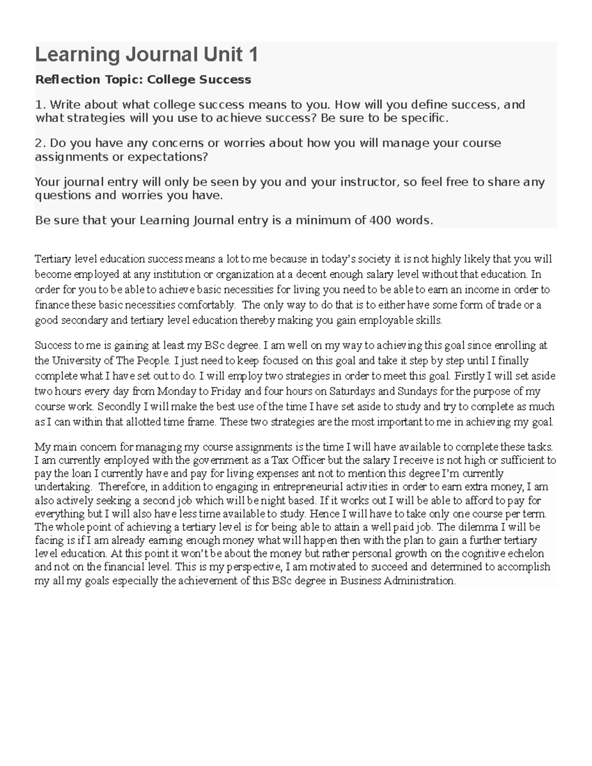 Learning Journal week 1 - Learning Journal Unit 1 Reflection Topic ...