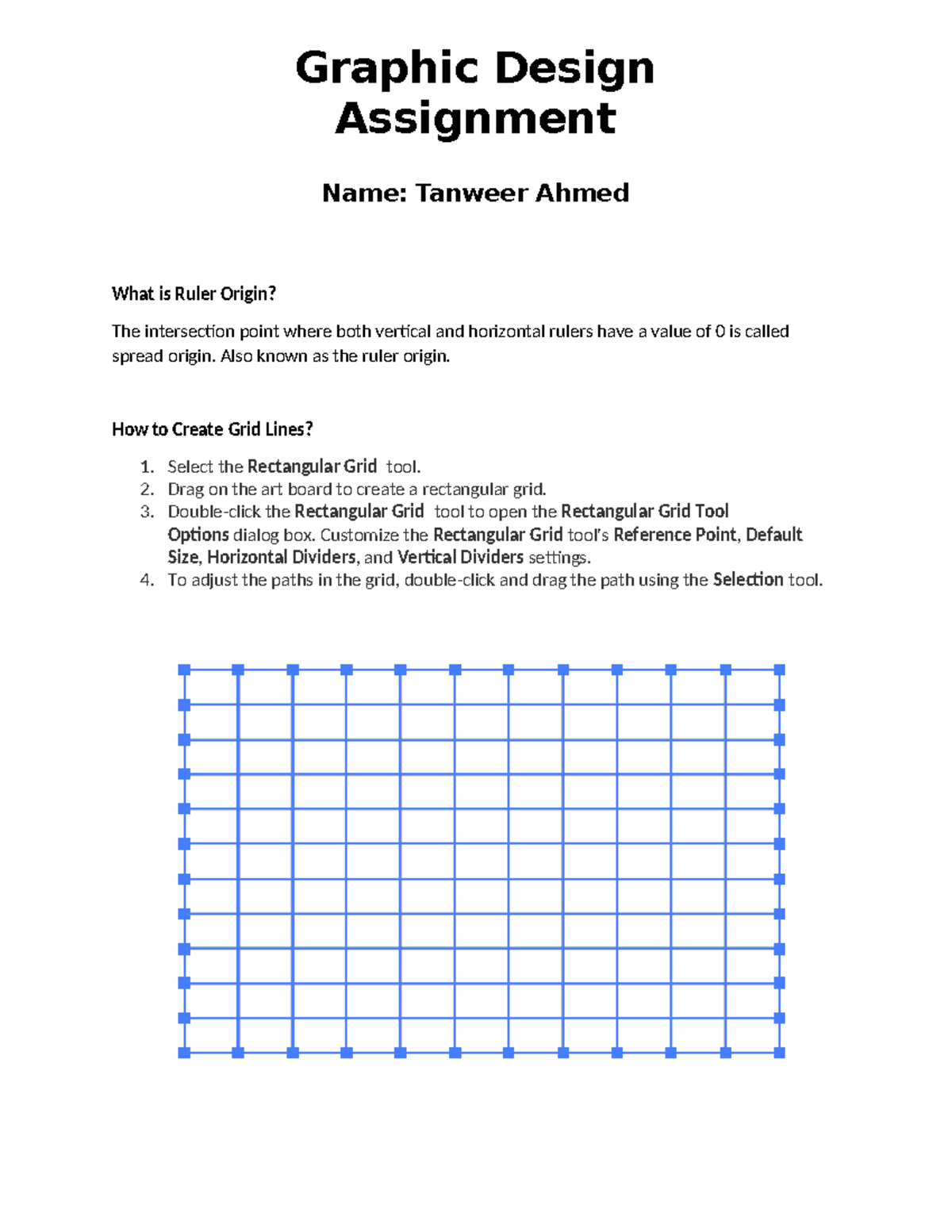 Ruler and Grid Line - notes - Graphic Design Assignment Name: Tanweer ...