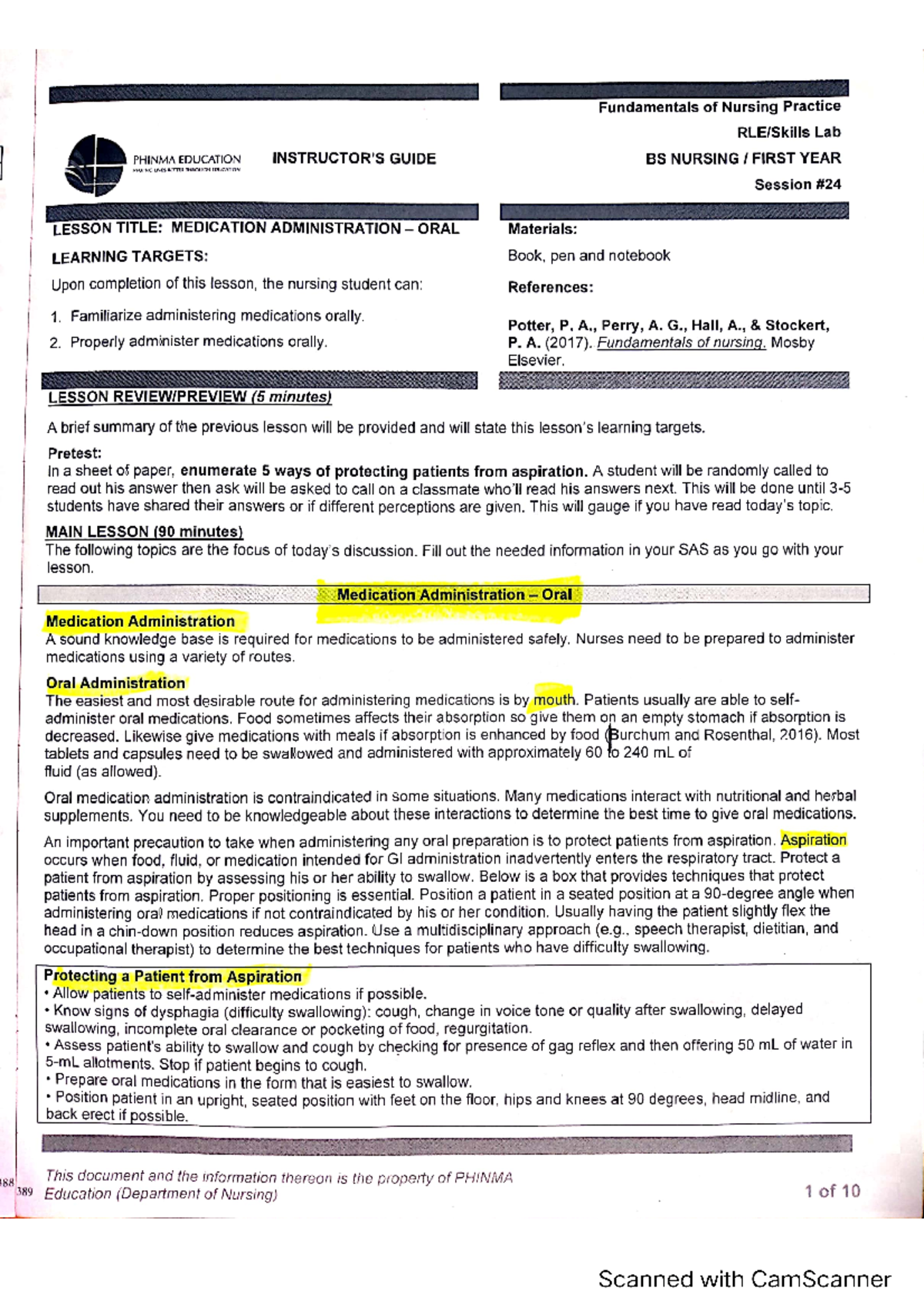 Funda RLE Session 24 - NOTES - nursing - Studocu