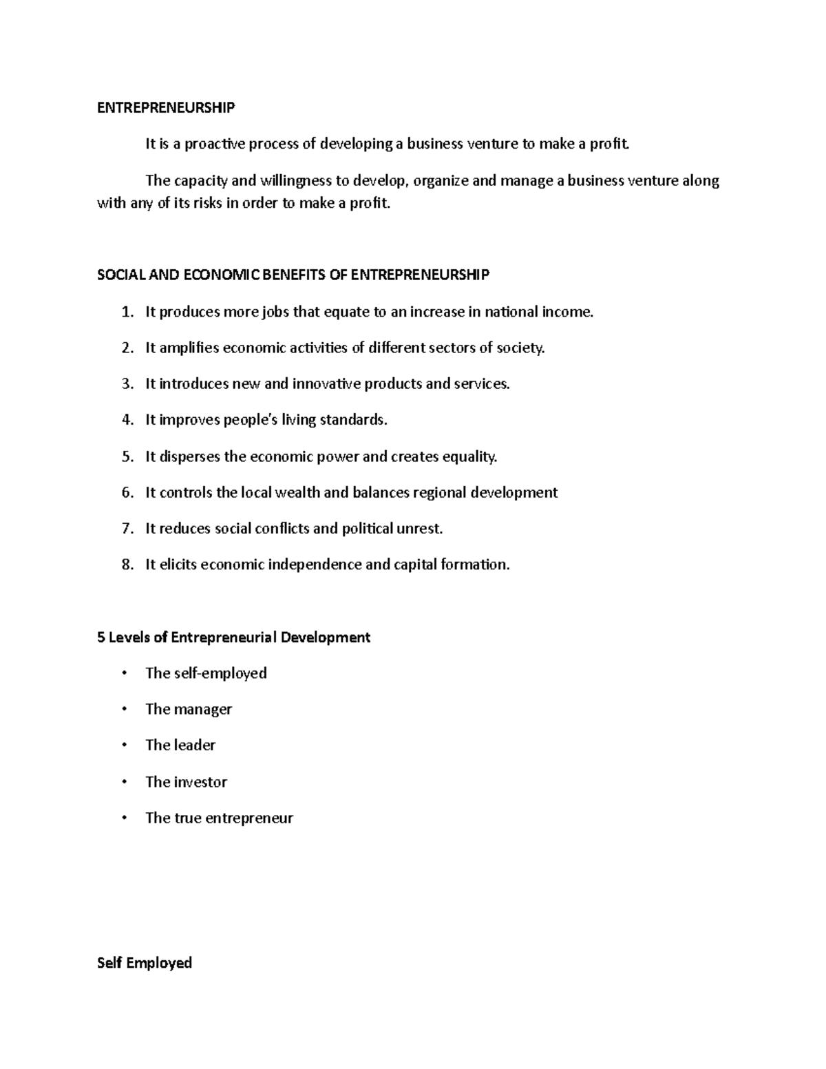 Entrepreneurship - Lecture notes 1 - ENTREPRENEURSHIP It is a proactive ...