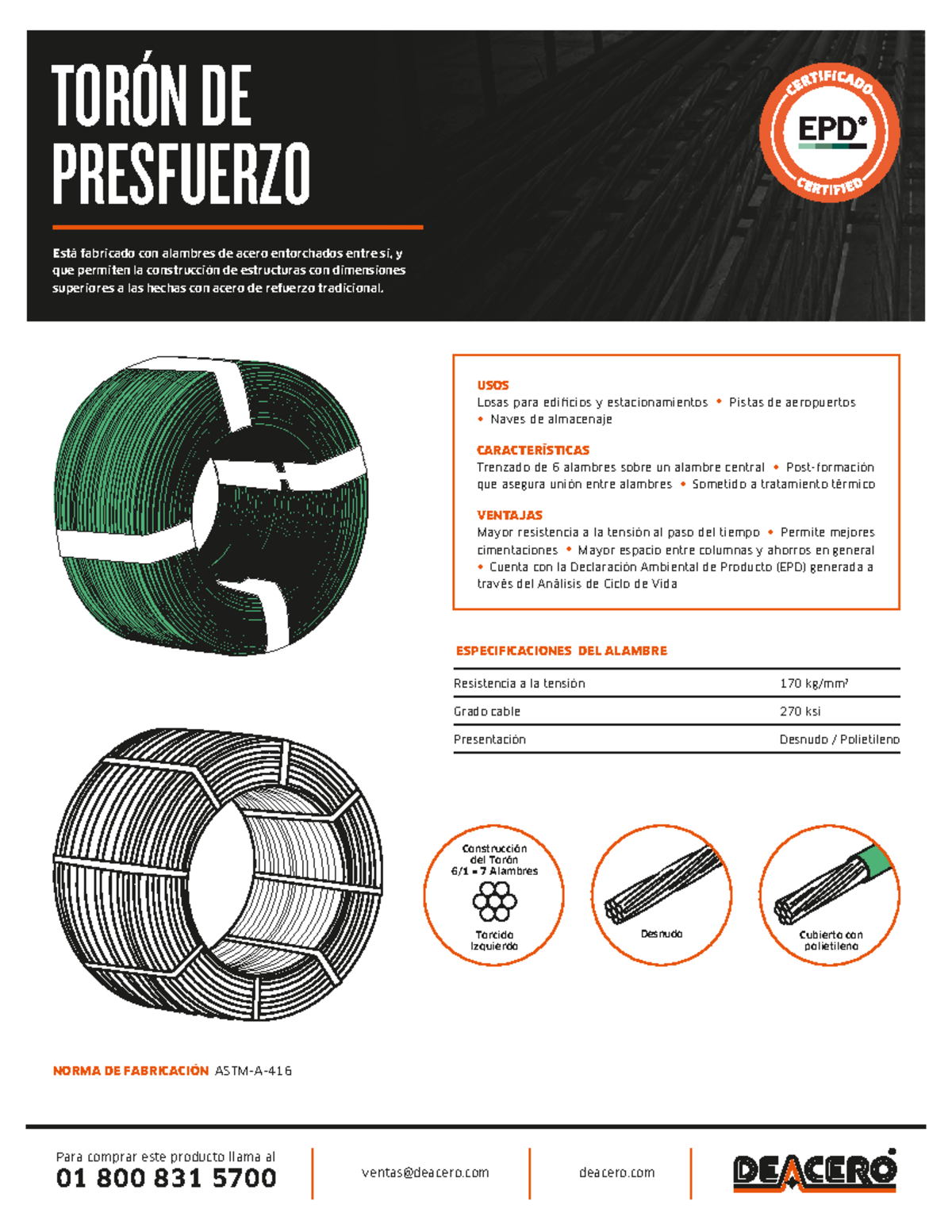 Toron de presfuerzo deacero ficha tecnica - TORÓN DE PRESFUERZO Está ...