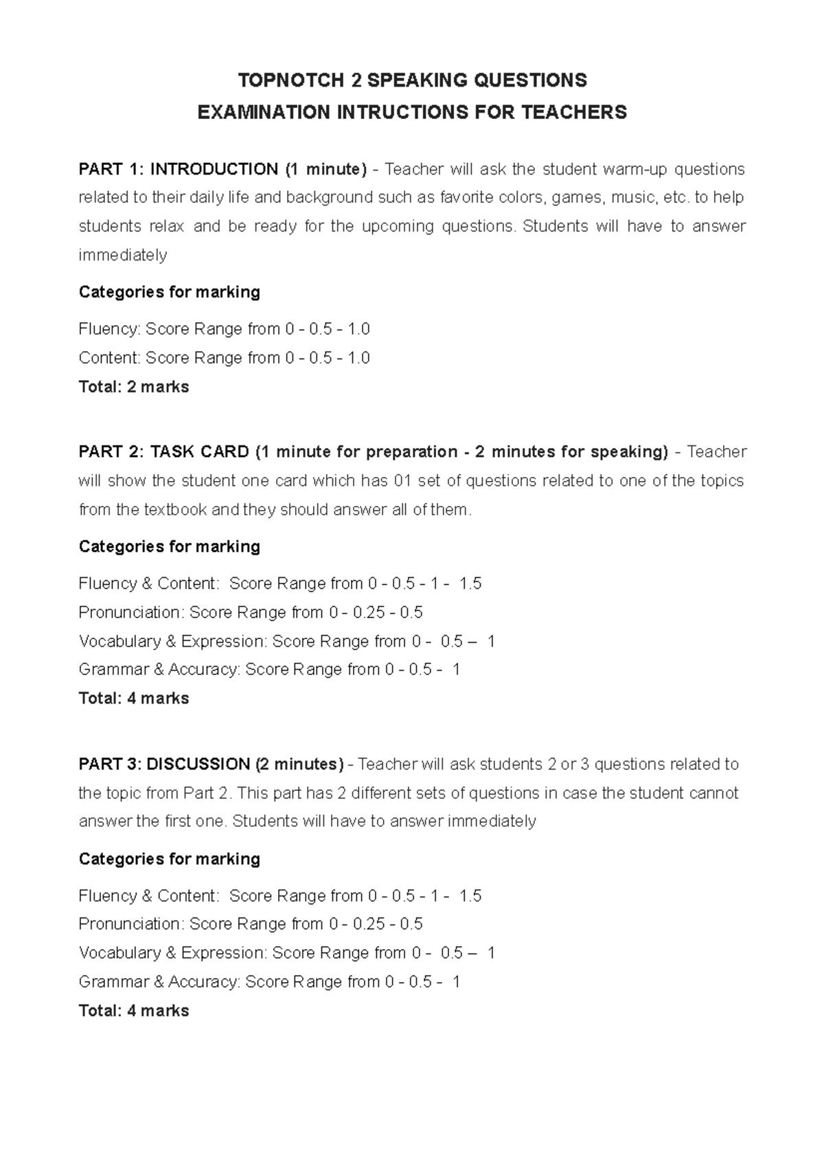 Topnotch-2 Speaking- Questions Edited - TOPNOTCH 2 SPEAKING QUESTIONS ...