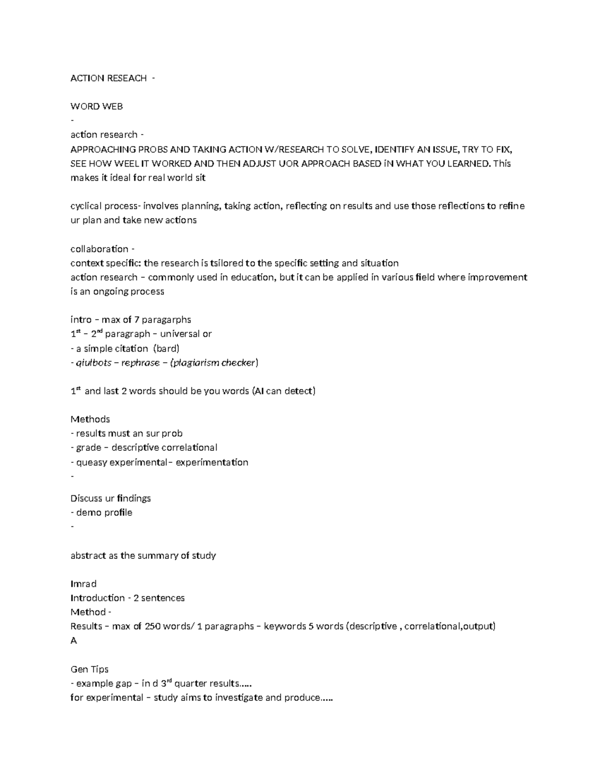 Action Reseache - ACTION RESEACH - WORD WEB - action research ...
