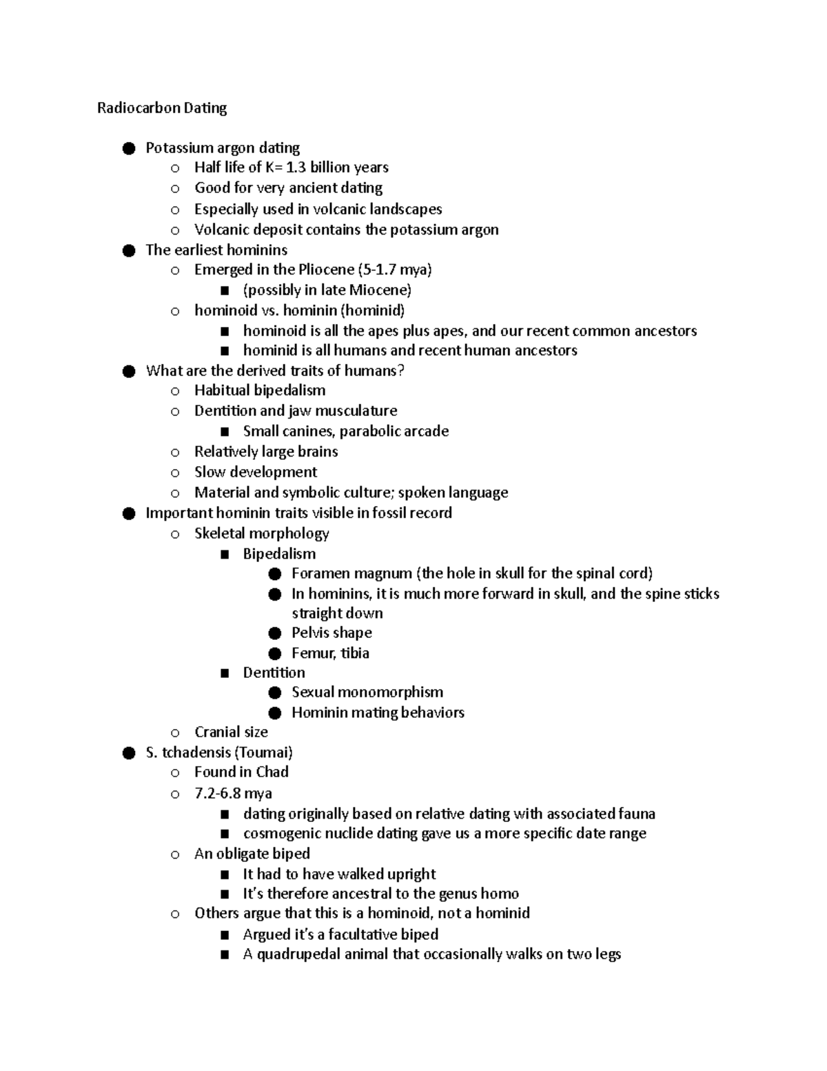 Radiocarbon Dating notes - Radiocarbon Dating Potassium argon dating o ...