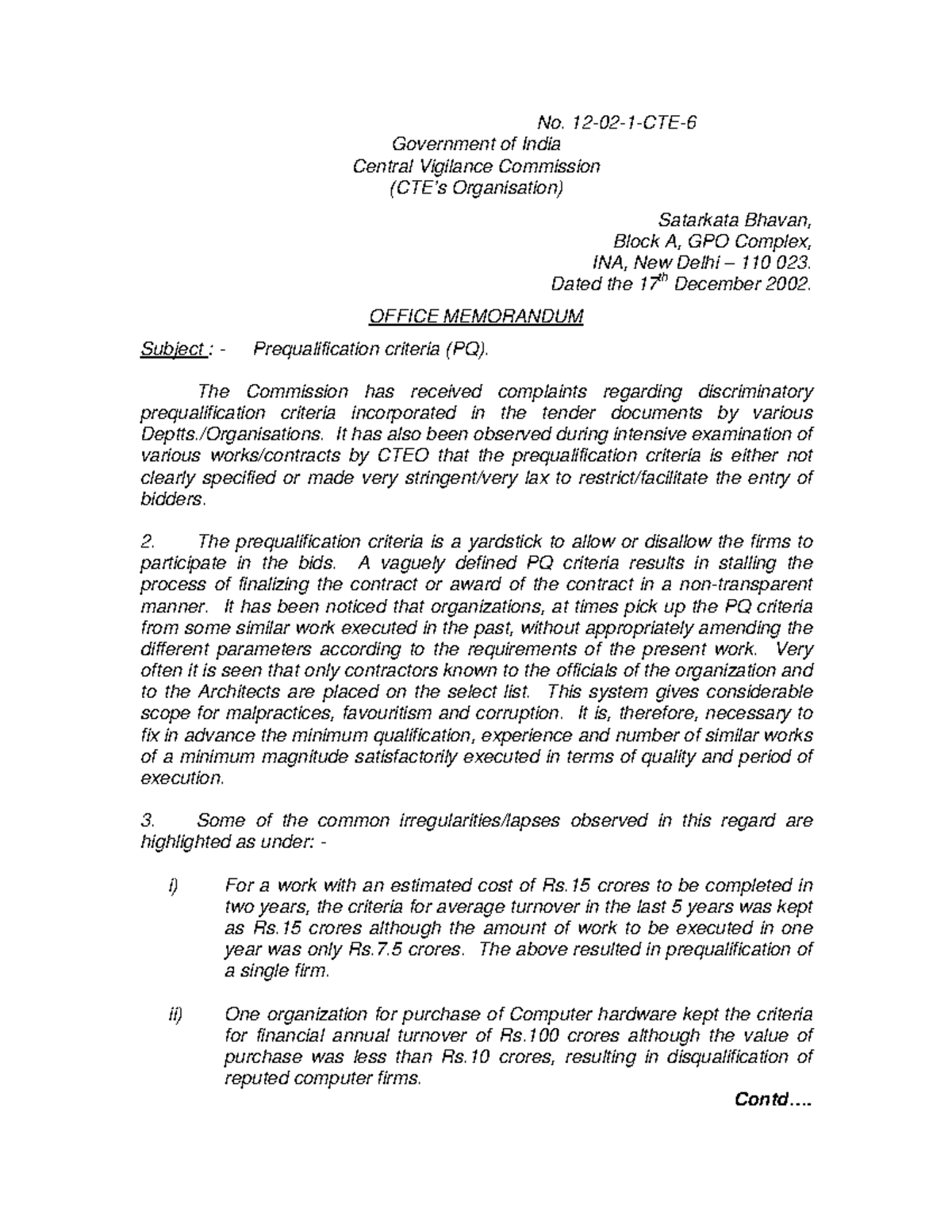 21. CVC Circular No12-02-1-CTE6 dated 17 - No. 12-02-1-CTE- Government ...