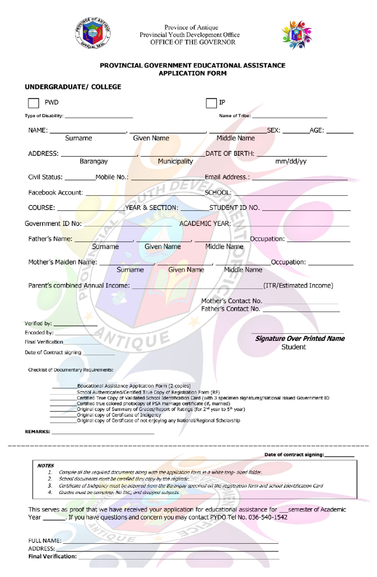 Application Form College Undergraduate Student - Accounting for ...