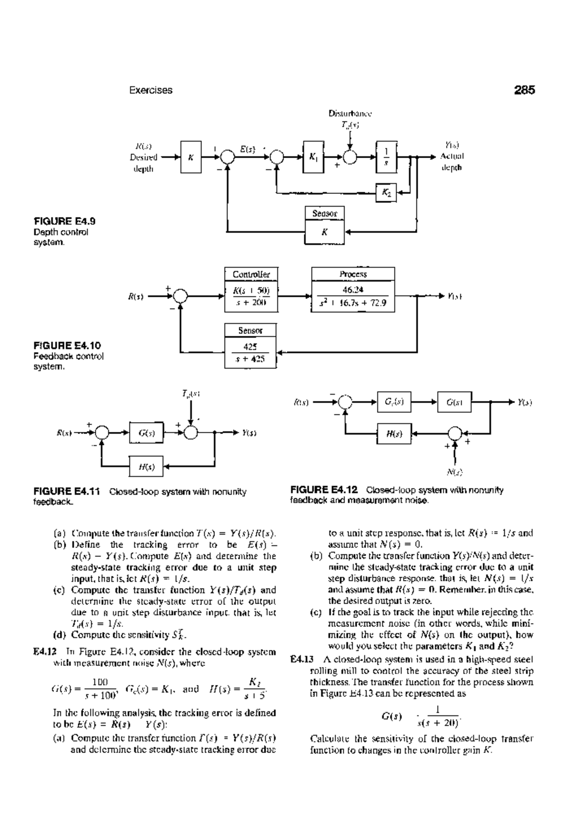 Modern control systems-32 - Exercises 285 Disturbance T/s) R(s) Desired ...