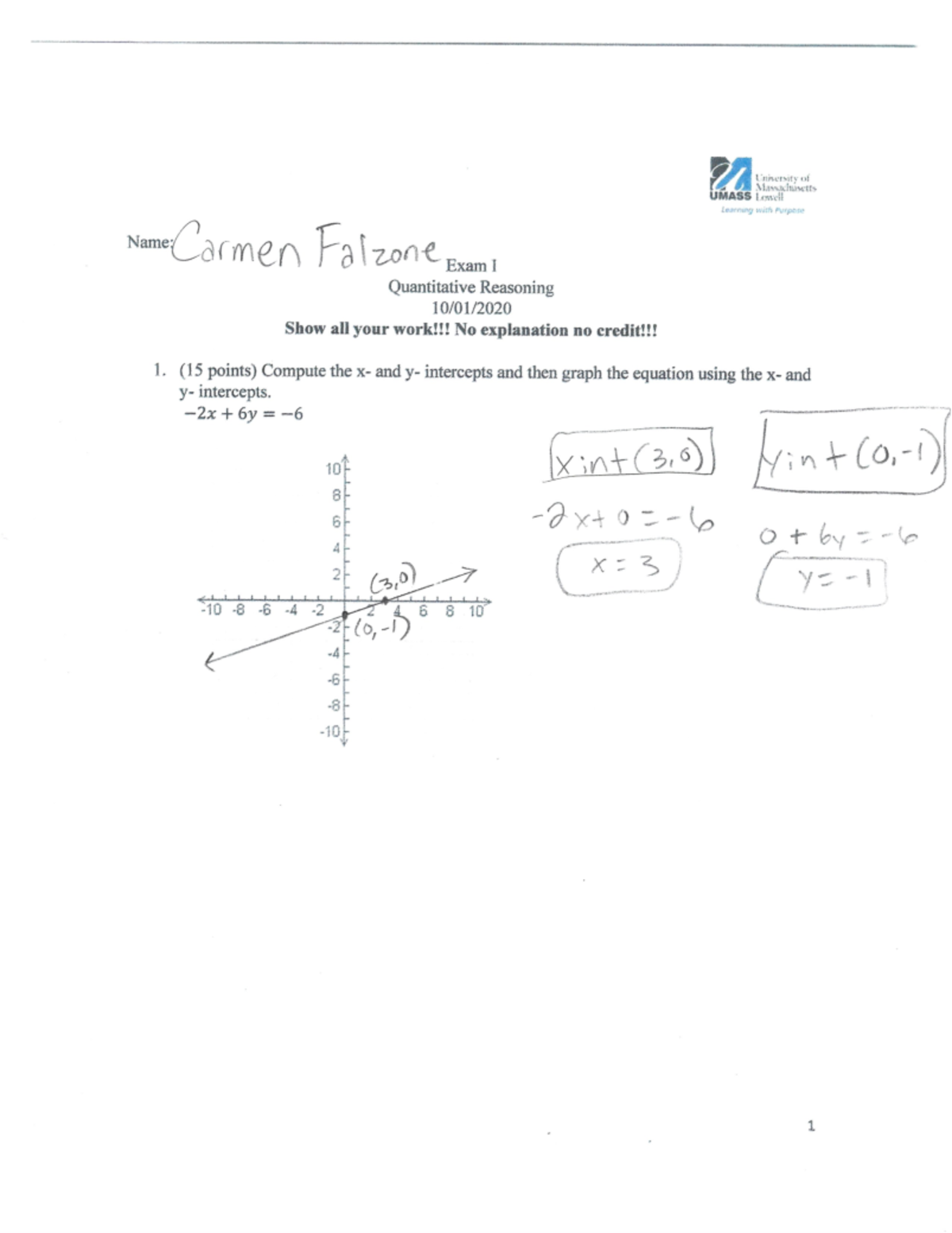 Quantitative Reasoning 2020 Exam 1 - MATH.1110 - Studocu