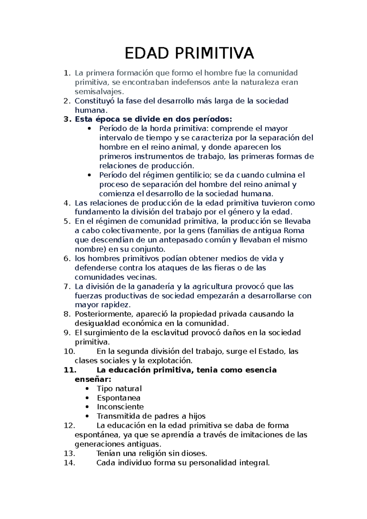 Edad primitiva, ámbito educativo. - EDAD PRIMITIVA La primera formación ...