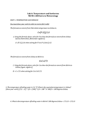 Lab 5 Relative Humidity - Lab 5: Measuring Relative Humidity METR 1300 ...