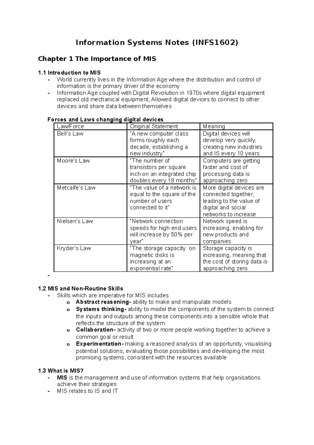 Information-Systems-Notes - Information Systems Notes (INFS1602 ...